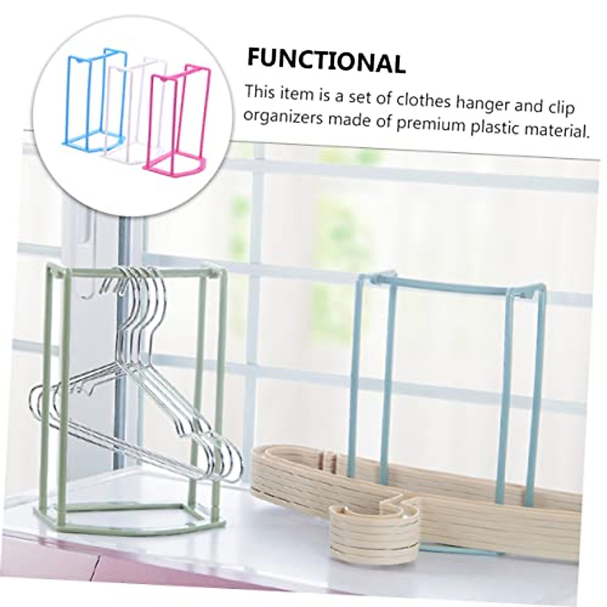 Angoily 3pcs Clothes Storage Rack White Shelf Brackets Hanger Stacker Household Hanger Organizers Storage Artifact Plastic No Punching