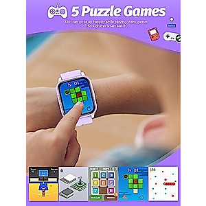 Butele Kids Smart Watch Girls Boys, Smart Watch for Kids Game Smart Watch Gifts for 4-16 Years Old with Sleep Mode 20 Sports Modes 5 Games Pedometer Birthday Gift for Boys Girls (Purple)