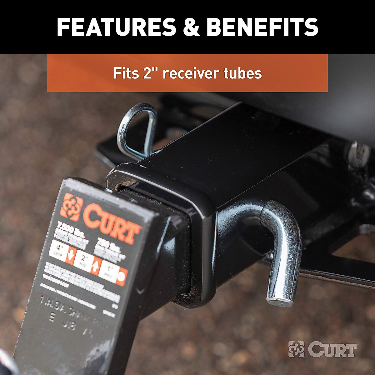 CURT 21500 Trailer Hitch Pin & Clip, 5/8-Inch Diameter, Fits 2-Inch Receiver