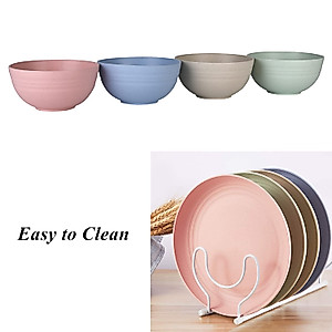 WANBY Lightweight Wheat Straw Cereal Bowls Unbreakable Dinner Dishes Bowl Set Dishwasher & Microwave Safe (4 Pack 26Oz)