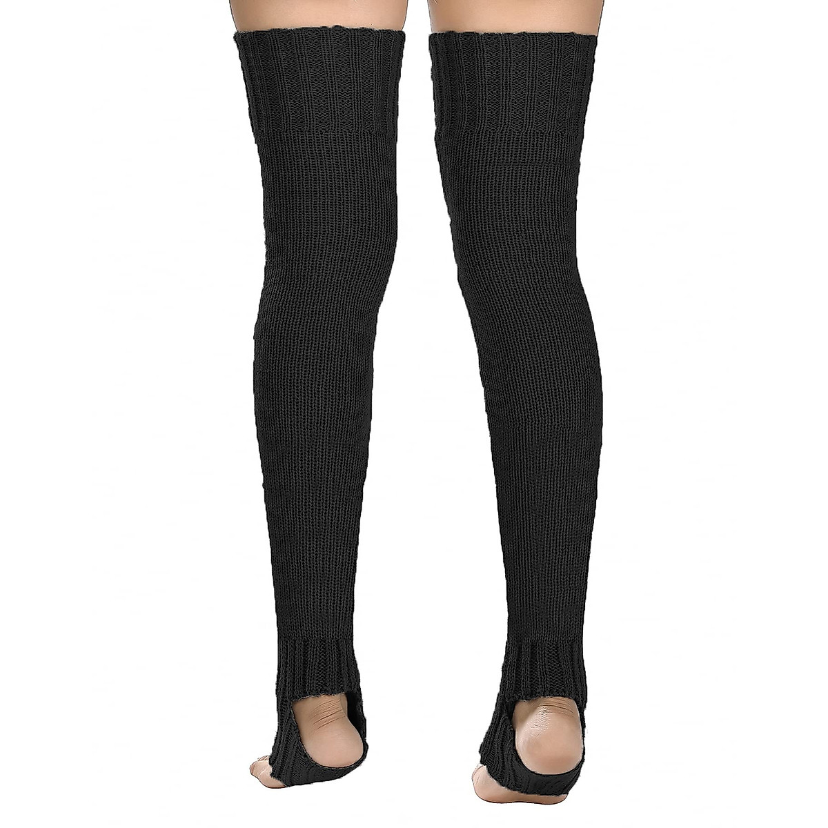 Women's Cable Knitted Thigh high Leg Warmers Extra Long Stirrup Over Knee High Warm Footless Socks Stockings