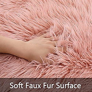 COZYLOOM Faux Fur Rug, Luxury Soft Faux Sheepskin Rug, 2x3 FT Pink Furry Rug Chair Couch Cover Seat Pad for Bedroom Bedside Living Room, Kids Room or Nursery, Floor Sofa Decor