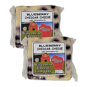 Wisconsin Cheese Company - 100% Wisconsin Blueberry Cheddar Cheese - 7 oz. (Pack of 2 Blocks) Great for Cheese and Crackers, Charcuterie Boards & Gifts. Premium Wisconsin Cheese