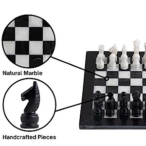 Marble Chess Set-Magnificent Handcrafted Board and Chess Pieces-12X12 inch Black White Classic