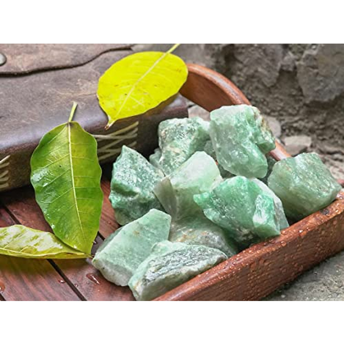 Crocon 1/4 LB Green Jade Rough Bulk Natural Stone Raw Gemstone Tumbling Cabbing Polishing Gem Mining Chakra Balancing Reiki and Crystal Healing Good Luck Home Office Decor