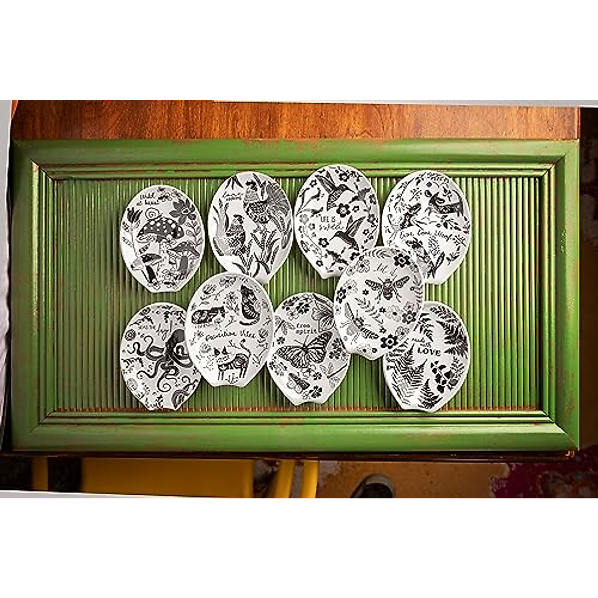 Karma, Boho Spoon Rest, Black and White Ceramic Spoon Rest, Ceramic Spoon Rest for Countertop, Bee