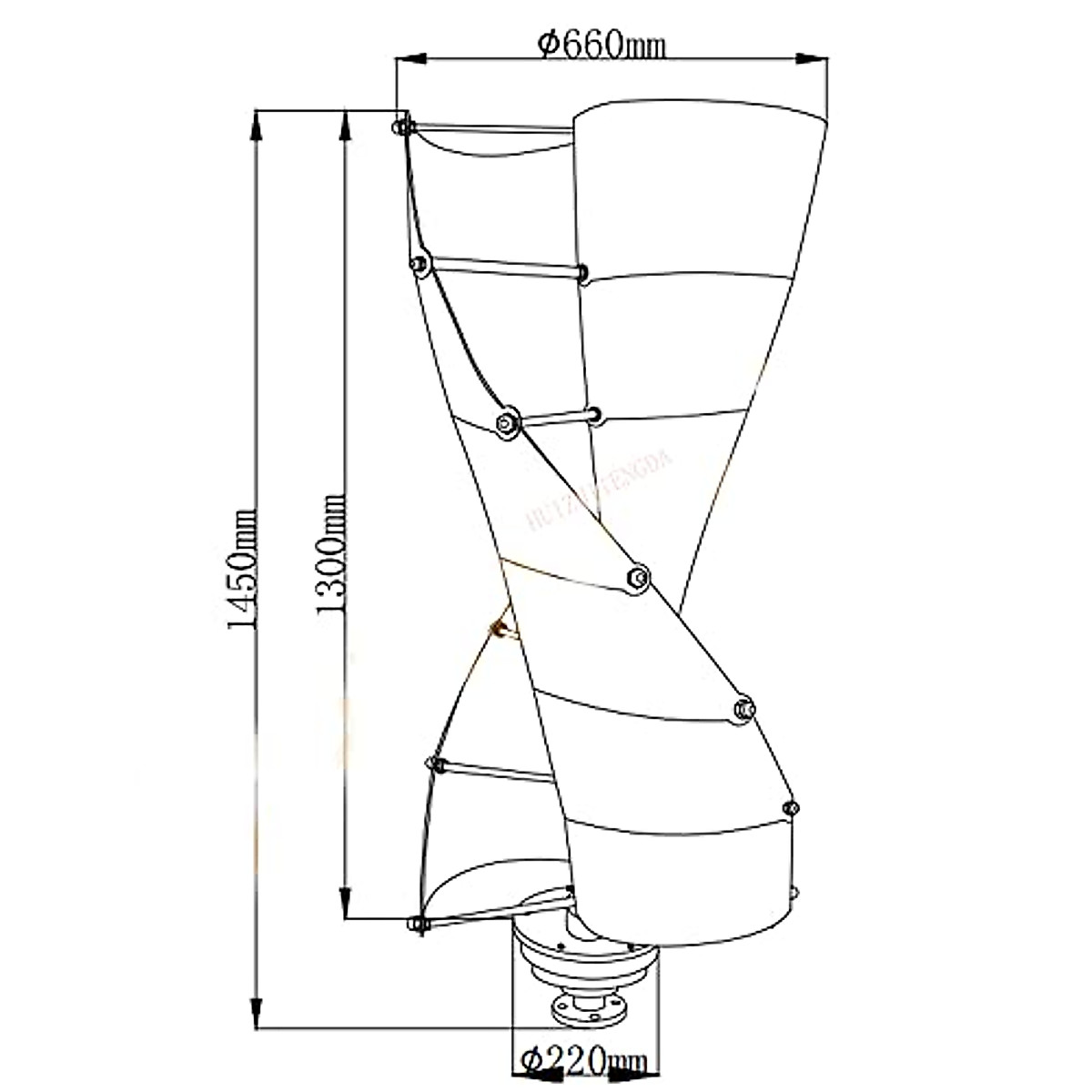 HUIZHITENGDA No Noise Vertical Wind Turbine Generator,9000W Vertical Axis 12V 24V 48V Spiral Vertical Wind Turbine Generator for Outdoor Garden Lighting and Power Generation (Blue),48v
