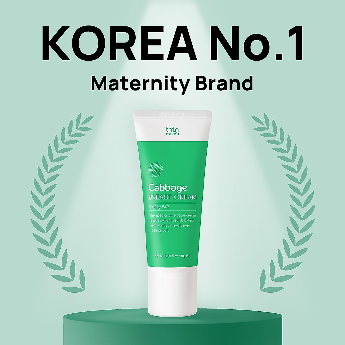 tntnmom's Cabbage Breast Cream 3.38 Oz with Special Cooling Ball applicator | For Engorgement, Mastitis, Stop Lactation | Trusted by Korea Mother, Breastfeeding Essencial