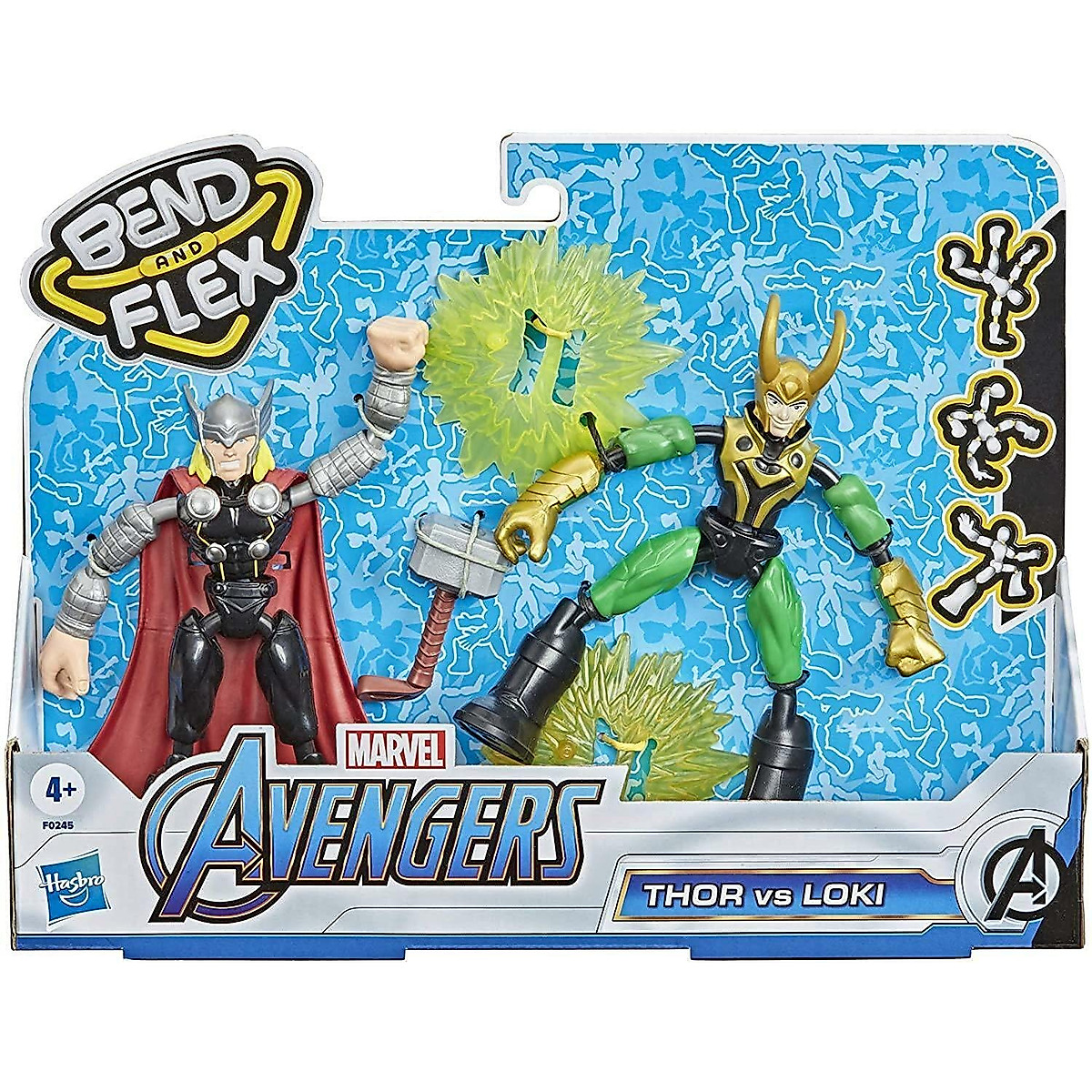 Avengers Marvel Bend and Flex Thor Vs. Loki Action Figure Toys, 6-Inch Flexible Figures, Includes 2 Accessories, Ages 4 and Up