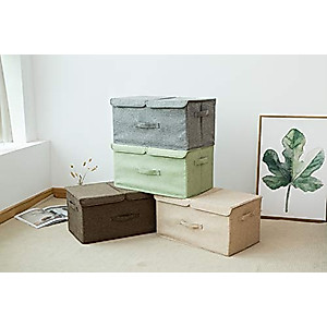 BH4EVER Large Storage Cubes [2-Pack] Foldable Linen Storage Bins Organizer With Lid，Handles，Removable Divider For Home Nursery，Closet（19.6"x 11.8" x 9.8‘’,Grey)