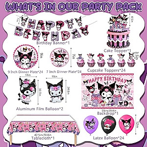 Birthday Party Supplies, 102 Pcs Party Decorations Includes Backdrop, Cake Topper, Happy Birthday Banner, Balloons, 7IN Plates, 9IN Plates, Honeycomb Ornaments for Girls