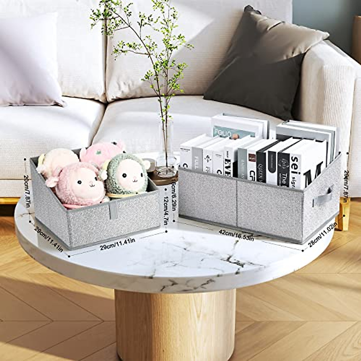 DIMJ Closet Baskets, 6 Packs Trapezoid Storage Bins, Fabric Baskets for Organizing Shelves, Foldable Storage Cube Bins for Toys, Baby Toiletry, Office Supplies, DVDs, Books