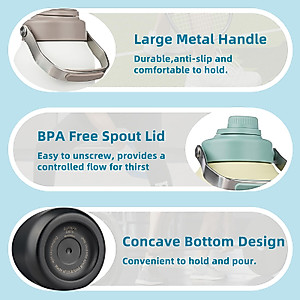 BJPKPK 1 Gallon Water Bottle Insulated, Dishwasher Safe 128oz Large Water Jug with Metal Handle & BPA Free Spout Lid, Stainless Steel Metal Thermos for Gym, Sports & Hiking, Milky White