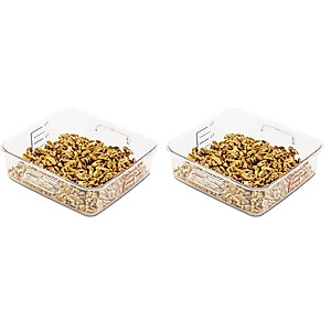 Rubbermaid Commercial Products Plastic Space Saving Square Food Storage Container For Kitchen/Sous Vide/Food Prep, 2 Quart, Clear (Fg630200Clr) (Pack of 2)