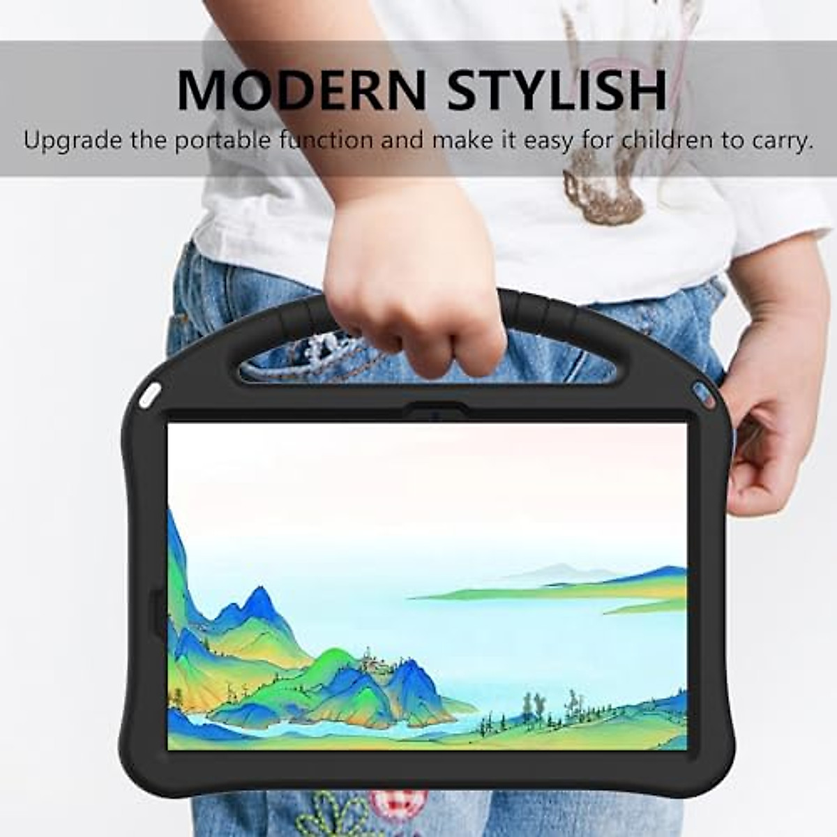 ESSTORE Kids Case Compatible with Samsung Galaxy Tab S9 11"/Tab S9 FE 10.9"/Tab S8 11"/Tab S7 11" Shockproof Children Friendly EVA Foam Protective Stand Handle Cover with Shoulder