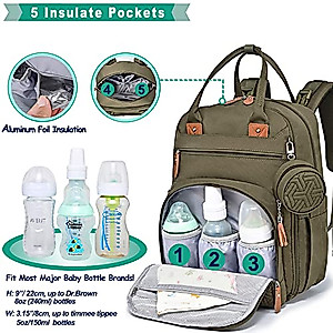 Diaper Bag Backpack, Diaper Bag Tote, WELAVILA Large Convertible Baby Bags, Gray & Army Green