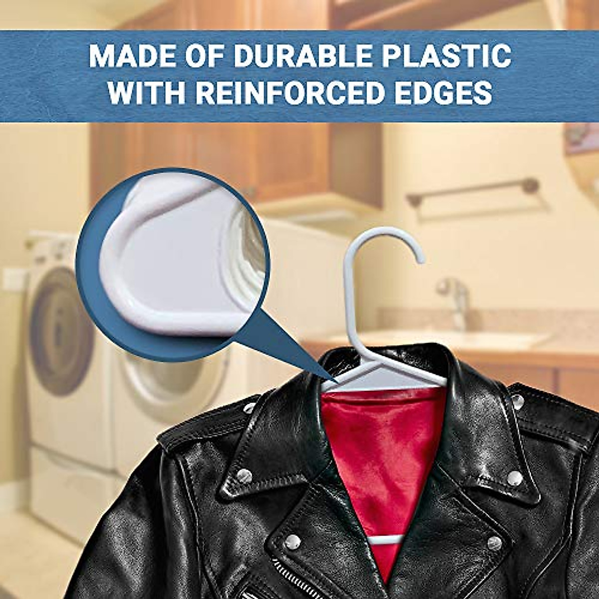 Kool Products Plastic Hangers - Tubular Clothes Hangers - Clothing Hangers - Heavy Duty Plastic Hangers Organize Adult Clothes Clever Design Reduce Creases Damages and Slips - Black Hangers - 25 Pack