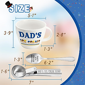 Dad Gifts, Gifts for Dad Fathers Day from Daughter, Dad's Ice Cream Bowl Scoop Shovel Spoon Set, Dad’s Ice Cream Gift from Son, Christmas Birthday Father's Day Gift for Him Man