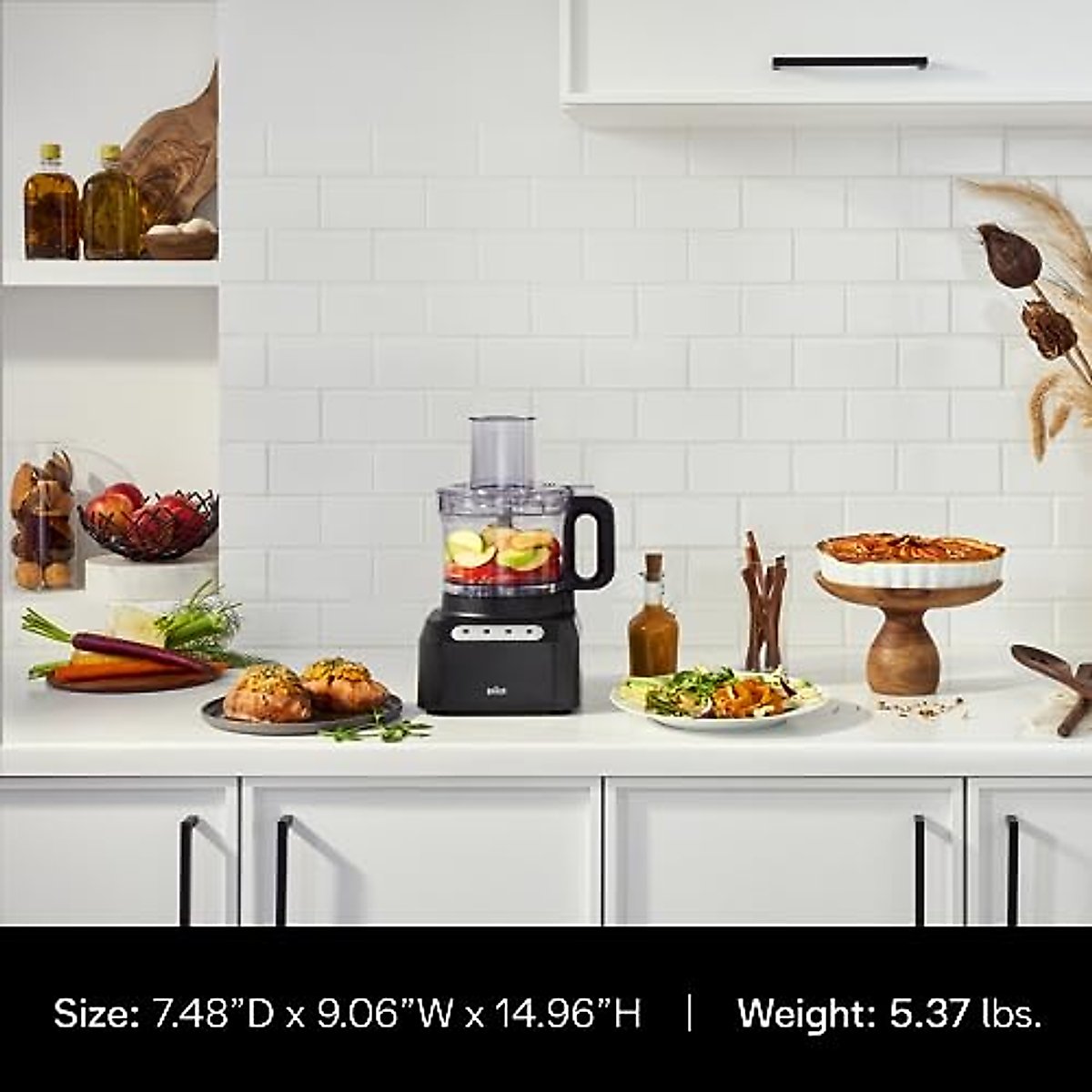 Braun EasyPrep 8-Cup Food Processor, Black - Two Speeds + Pulse Mode - Precision Knife Blade & 2-in-1 Slicing Disc - Secure Design - Easy Cleanup - Dishwasher Safe