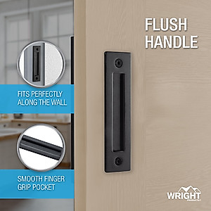 Wright Products 4 Pack Interior Barn Door Pull and Flush Handle Set - Mounting Hardware Included, Matte Black