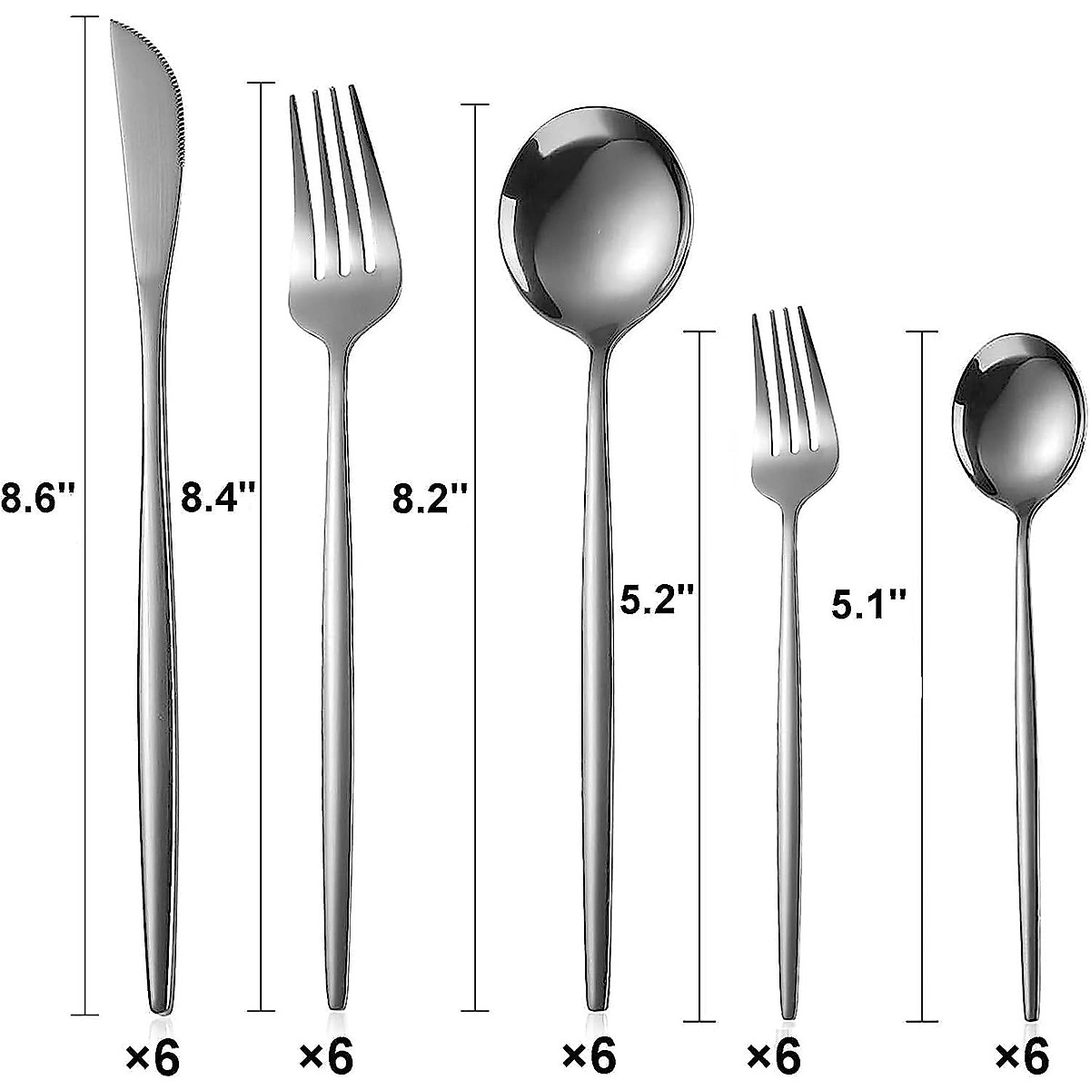 YTCYKJ 30 Piece Silverware Set Service For 6,Mirror Polished Stainless Steel Utensils Set,Flatware Set,Include Fork Knife Spoon Silverware Set,Reusable,Dishwasher Safe(Silver)