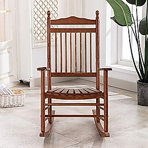 BplusZ Wooden Rocking Chair Outdoor Patio Porch Rocker Furniture Bedroom Living Room Indoor Adults Brown