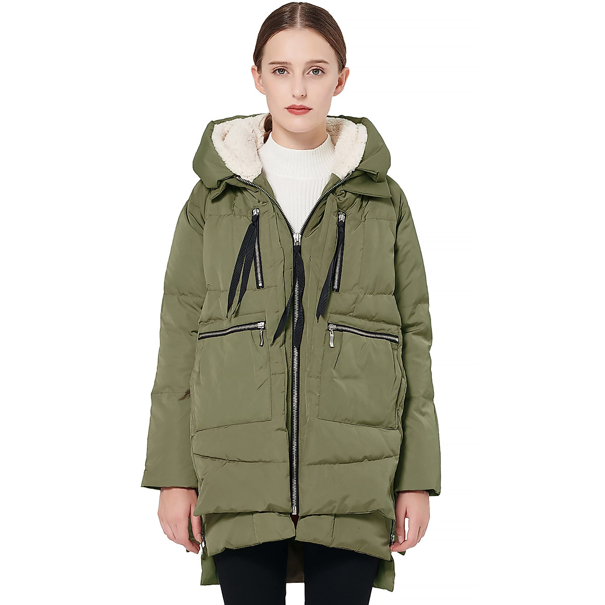 Orolay Women's Thickened Down Jacket Green L