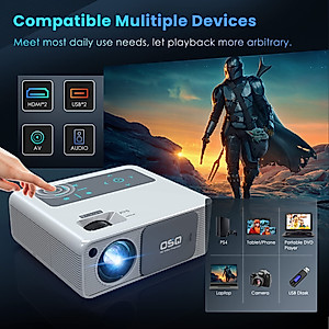 5G WiFi 1080P Projector 4K Supported - OSQ 800 ANSI HD Outdoor Movie with Bluetooth, 4P & ±50° Keystone, Zoom 50%, 300'' Home Cinema Video Support PPT, PS4, TV Stick, Laptop, Phone, white (O-410)