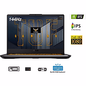 ASUS Newest TUF Premium Gaming Laptop: 17.3" FHD 144Hz IPS Display, Intel Gaming H Core i5-11260H, 8GB RAM, 512GB SSD+1TB HDD, NVIDIA GeForce RTX 3050, Wifi6, Backlit-KYB, DTS, Win10H, TF