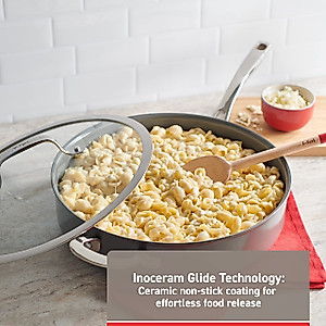 T-fal Ceramic Excellence Reserve Ceramic Nonstick Jumbo Cooker 5.5 Quart Induction Oven Broiler Safe 500F, Lid Safe 350F Cookware, Pots and Pans Grey