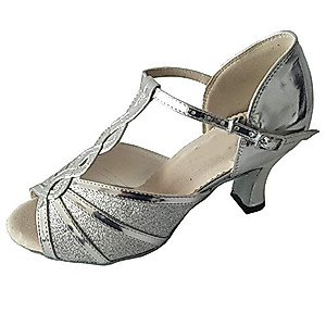 Womens Latin Salsa Dance Shoes Open Toe Ballroom Party Soft Sole Professional Indoor Socials Dancing Sandals (Black 5cm Thick Heel, Numeric_11)