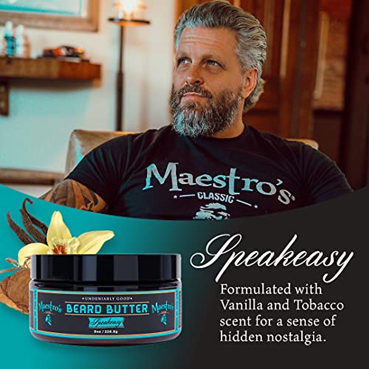Maestro's Classic BEARD BUTTER | Anti-Itch, Extra Soothing, Hydrating Beard Creme For All Beard Types & Lengths- Speakeasy Blend, 4 Ounce