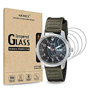 (Pack of 4) Tempered Glass Screen Protector for Citizen BM8180-03E, Akwox [0.3mm 2.5D High Definition 9H] Premium Clear Screen Protector for Citizen BM8180-03E
