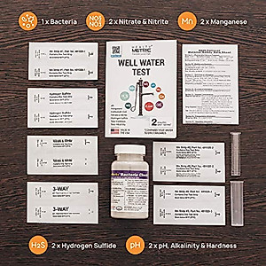 Well Water Test Kit for Drinking Water - Quick and Easy Home Water Testing Kit for Bacteria Nitrate Nitrite pH Manganese & More | Made in The USA in Line with EPA Limits [NO MAILING Required]