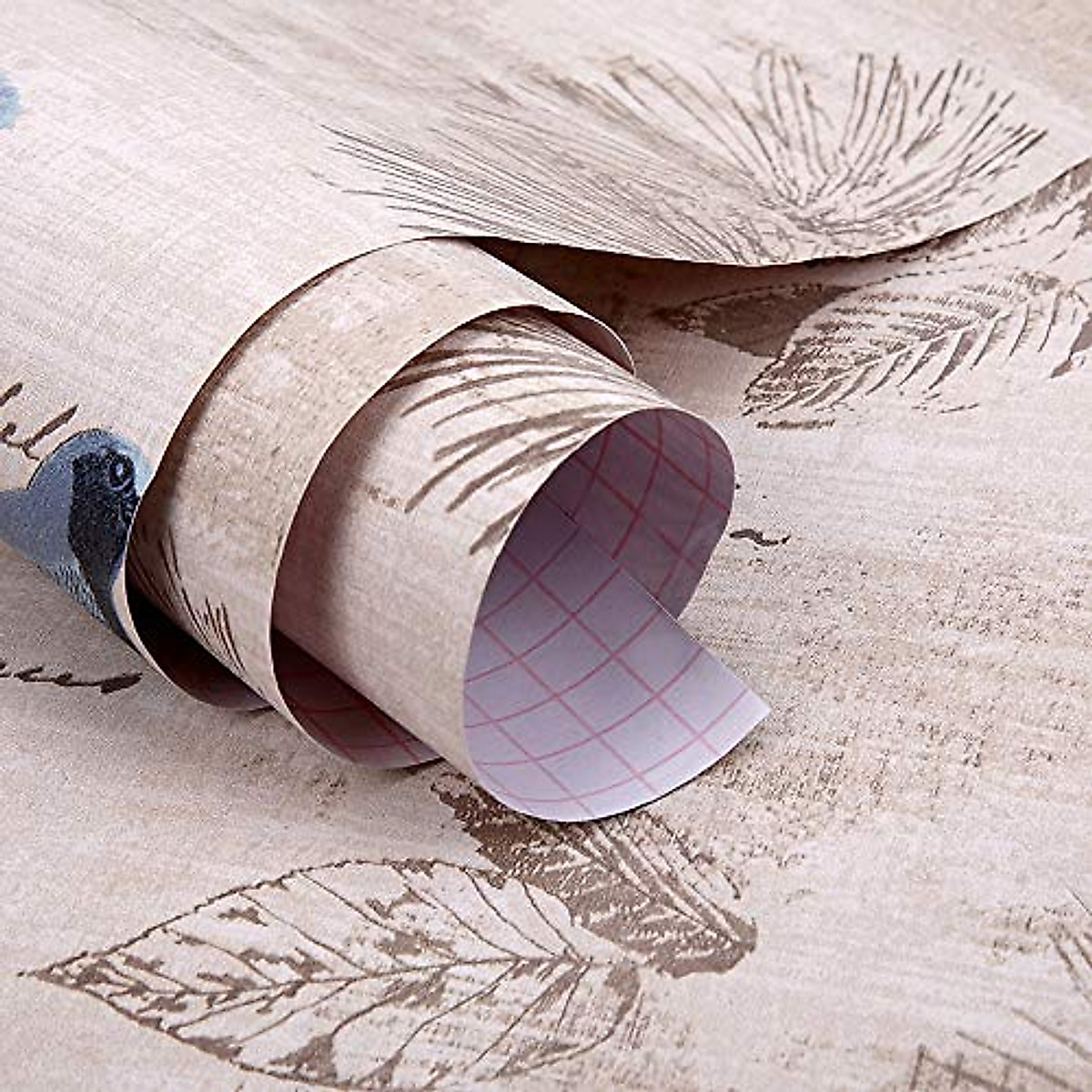 SimpleLife4U Blue Birds Contact Paper Handwriting Pattern Self-Adhesive Shelf Liner Locker Sticker 17.7 Inch By 9.8 Feet