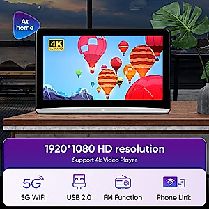 13.3 Inch(2G ram 32G ROM) 5G WiFi OTA 4K Android 10.0 Portable Multifunction Car TV Headrest Monitor Tablet Touch Screen 1080P Headset Bluetooth/HDMI in+Out/FM/Mirror Link Video Player(1PC)