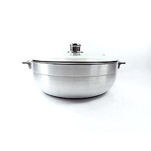 Uniware Aluminum Heavy Gauge Caldero Dutch Oven With Glass Lid, Silver, 15 quart