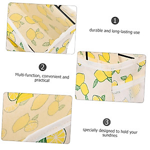 Lemon Bedside Cotton Linen Hanging Storage Bag Bed Storage Pocket Organizer Pouch Diaper Stacker for Bed Crib Craddle Baby Clothes Organizer