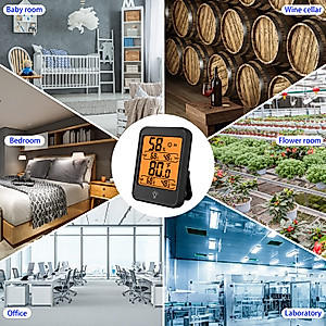 Indoor Thermometer Digital Hygrometer Room Thermometer Humidity Monitor with Backlight,Suitable for Bedroom,Baby,Flower Room,Wine Cellar,Laboratory,Battery Included (2, Black and White)