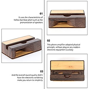 ULTECHNOVO Cell Phone Stand, Wooden Cell Phone Stand with Sound Amplifier Portable Wood Cellphone Dock on Desk Bamboo Bed Stand Mount Cradle Loud Speaker for Phone(Brown)