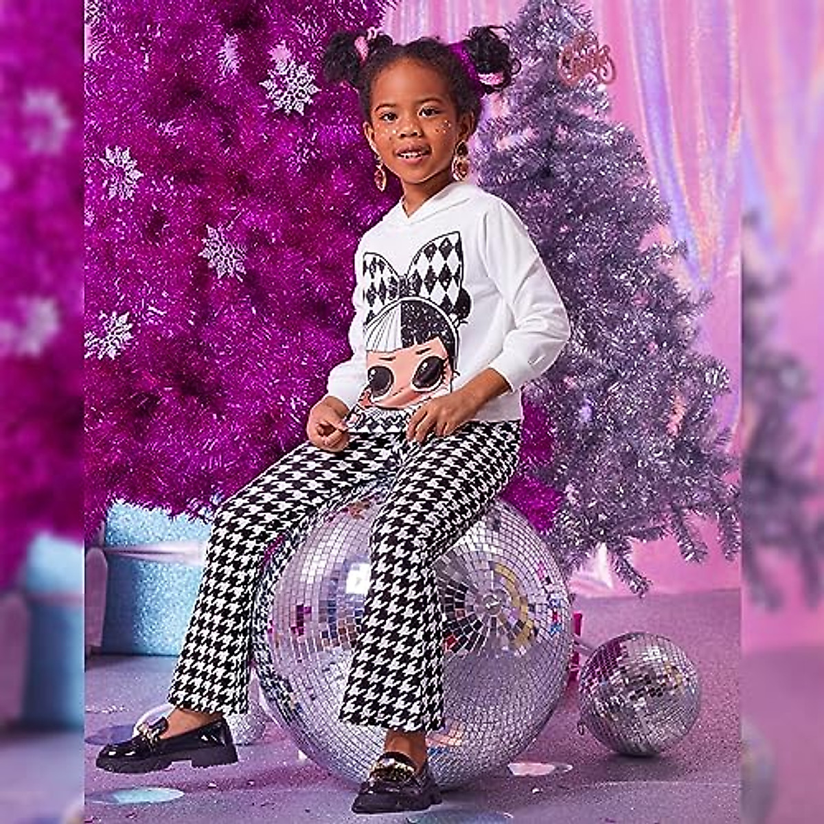 L.O.L. Surprise! Girls Clothes Hoodie and Pant Long Sleeve Stars Print Sweatshirt Leggings Girls Outfits Sets 2Pcs White 9-10 Years