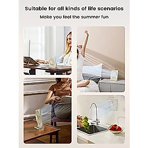 FERRISA Desk Fan, Small But Powerful, Portable Fan Battery Operated, 220° Tilt Folding Ultra Quiet Person Mini Fan, Strong Wind, 3 Speed Adjustable For Home Office Desktop Travel Camping (Beige)
