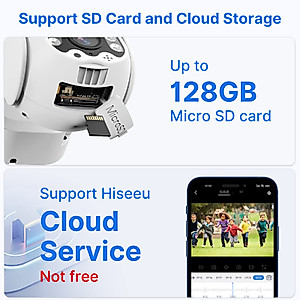 Hiseeu Wireless Solar Security Camera, 4MP Home WiFi Camera Outdoor, 100% Wireless, PIR Motion Detection, Color Night Vision, Two-Way Audio, Siren/Light Alarm, IP66 Waterproof, 2.4G WiFi