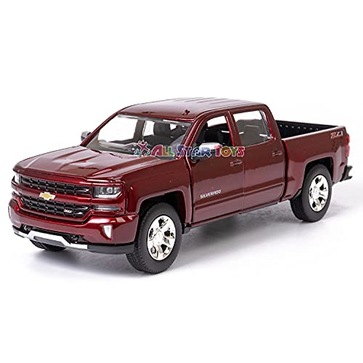 Motor Max 2017 Chevy Silverado 1500 LT Z71 Crew Cab Pick-Up Truck, Candy Red 79348/16D - 1/24 Scale Diecast Model Toy Car but NO Box