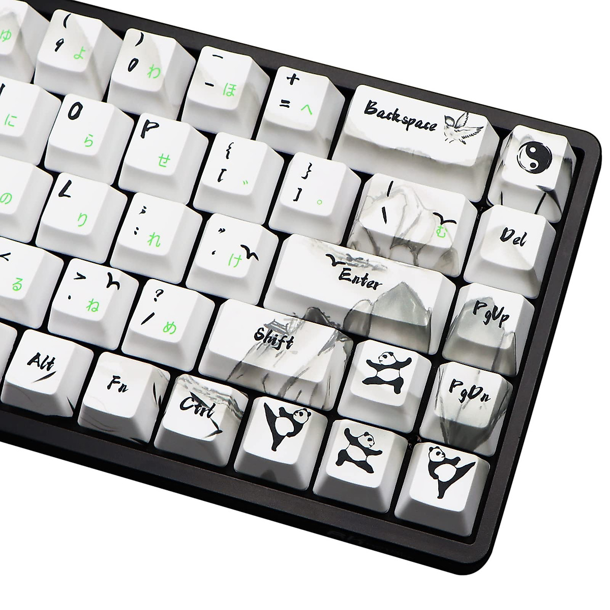 MOLGRIA Keycaps 71 Set Ink Panda for 71 64 61 Keys Keyboard, Custom PBT OEM Profile Key Caps with Keycap Puller for Cherry MX Gateron Khail Switches 60 Percent Gaming Keyboard