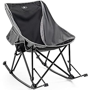 Dowinx Folding Rocking Camping Chair, Portable Outdoor Rocker for Patio, Garden, Lawn, Supports up to 300 lbs, Black