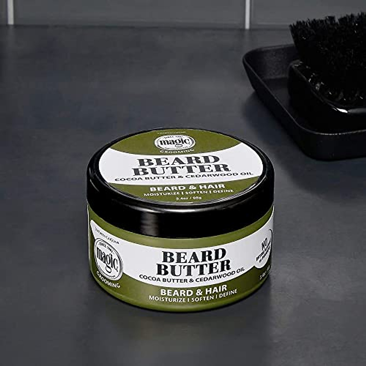 SoftSheen-Carson Magic Men's Grooming Conditioning Beard Butter With Cocoa Butter and Cedarwood Oil, Moisturizes, Softens and Define With No Drying Alcohol, 3.5 ounces