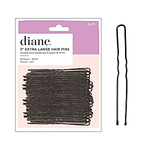 Diane 3” Hair Pins for Women, Girls, Hairdressing, Salon, U Shaped Hair Pins with Ball Tips for Securing Updos, Buns, Braids, and Everyday Styles, Black (32 Count)