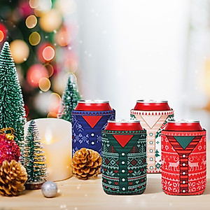 Maxcheck 24 Pcs Christmas Sweater Style Can Cooler Sleeves Xmas Holiday Can Insulated Covers Neoprene Funny Coolers for Xmas Holiday Party Decorations Supplies Canned Beverages Bottle Drink, 12 Styles