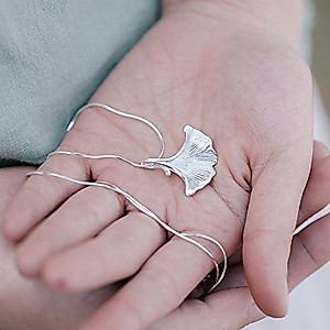 Helen de Lete 3D Ginkgo Leaf Sterling Silver Choker Necklace-silver